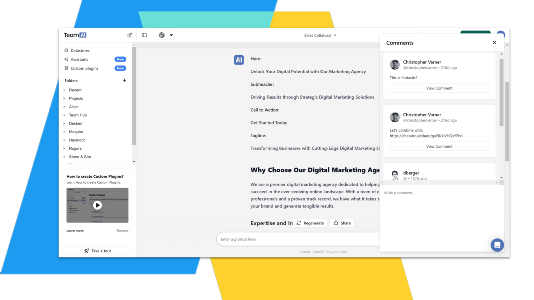 Collaborative AI Workspace for Teams | TeamAI Workspace